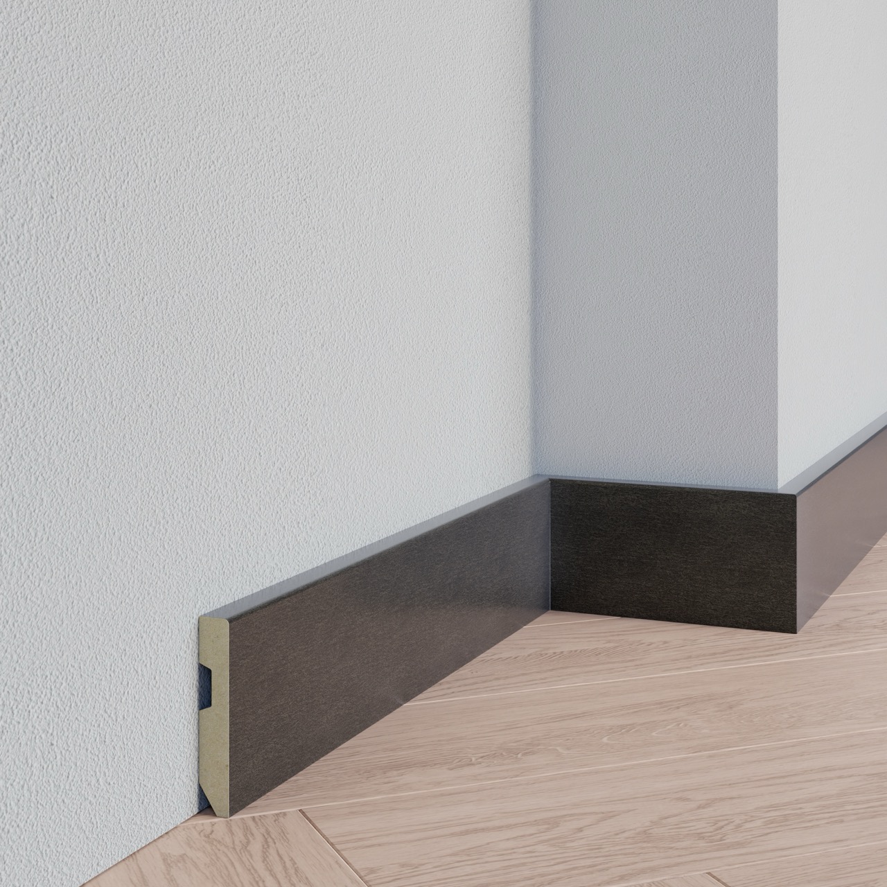 7313 - Gladde plint - Metal Steel - MDF fineer/folie - 14 x 80 mm ...